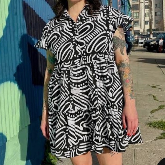 Nooworks | Dresses | Nooworks Dress Eloise Black White Pattern Mini ...